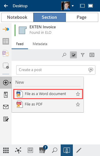 'New' group | ELO Desktop Client