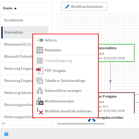 Tab 'Verwalten' | ELO Java Client