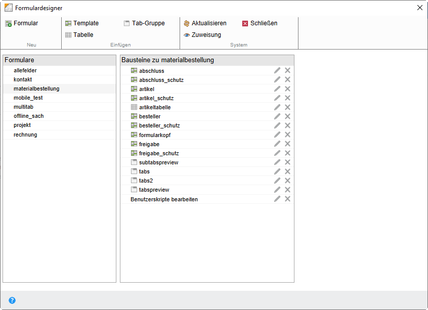 Tab 'Verwalten' | ELO Java Client