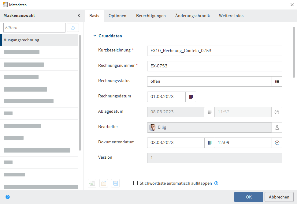 Tab 'Verwalten' | ELO Java Client
