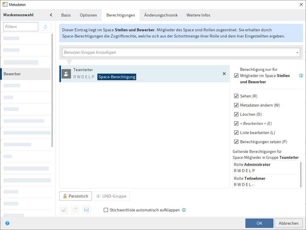 Tab 'Verwalten' | ELO Java Client