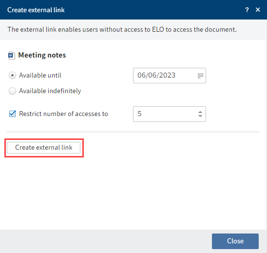 'Output' tab | ELO Web Client