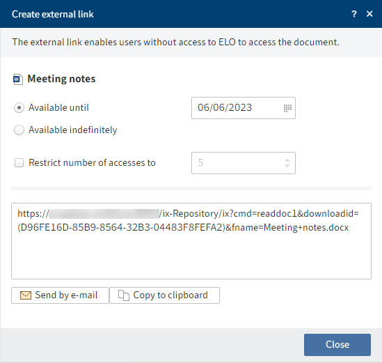 'Output' tab | ELO Web Client