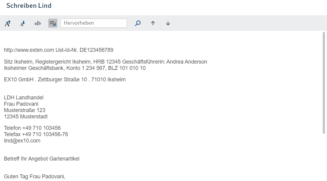 Tab 'Ansicht' | ELO Web Client