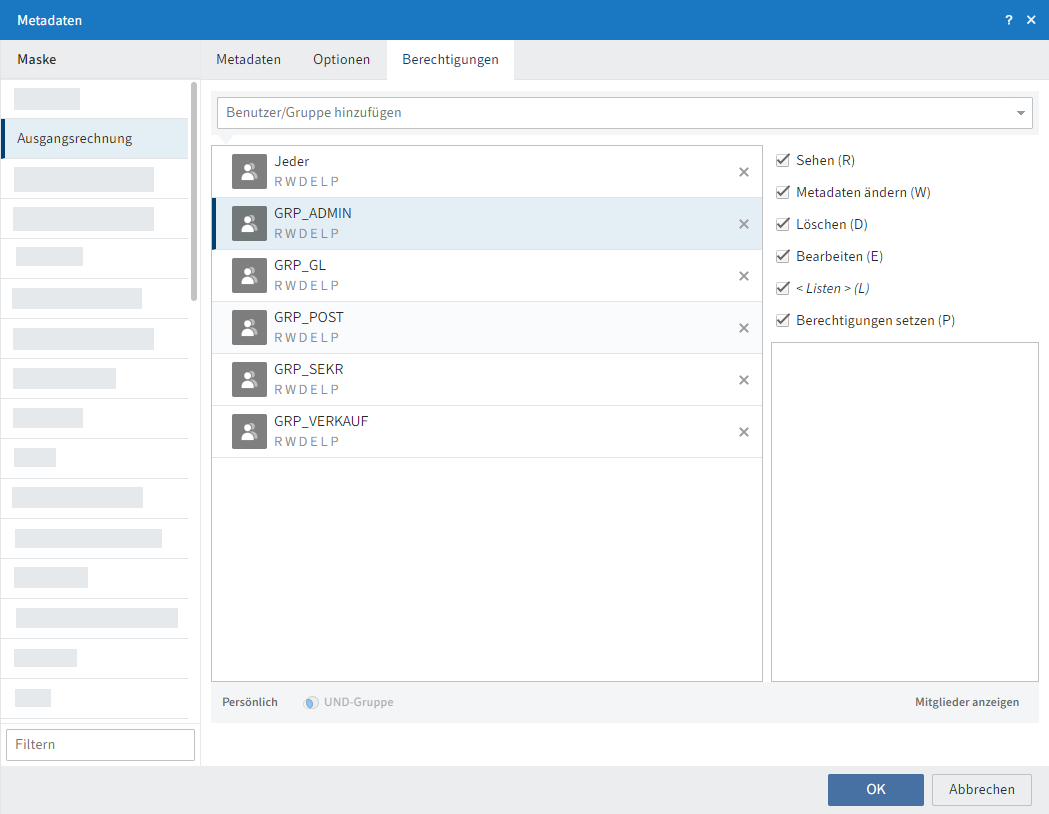 Tab 'Verwalten' | ELO Web Client