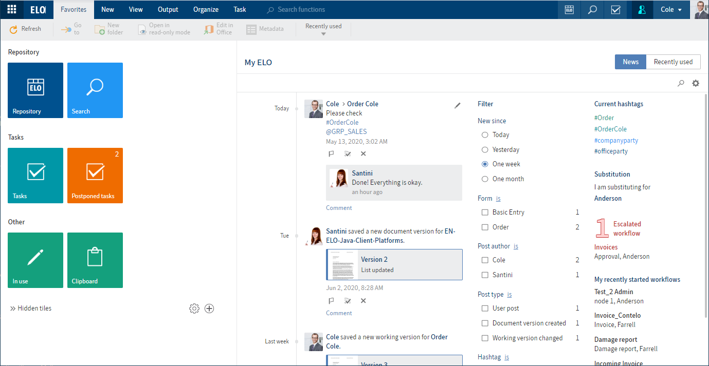 Program interface | ELO Web Client